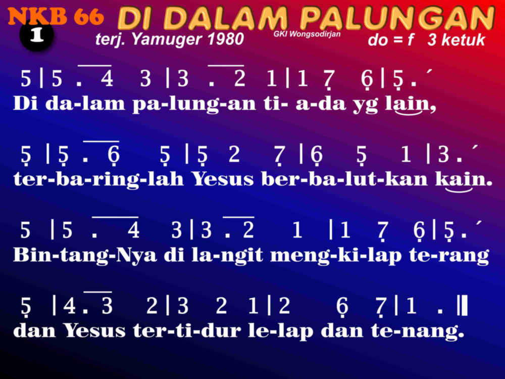 Lirik dan Not NKB 66 Di Dalam Palungan