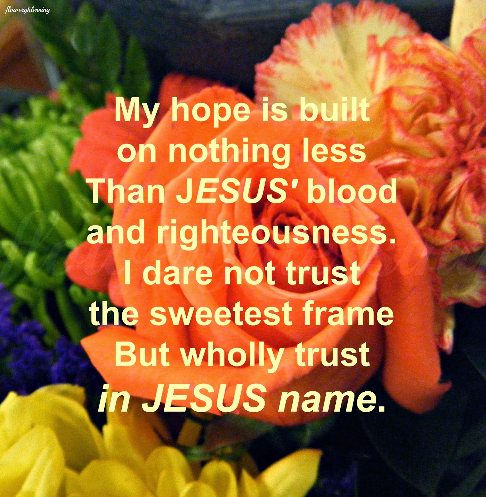 Flowery Blessing: My hope is built on nothing less Than JESUS' blood ...
