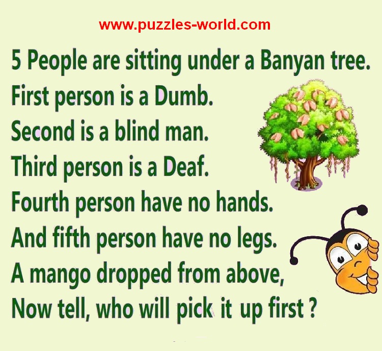 5 people are sitting under a Banyan Tree | Puzzles World