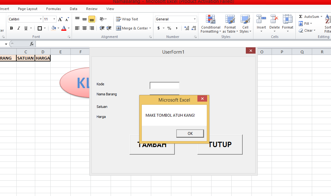 Membuat Form Isian Data Sederhana dengan Macros di Excel