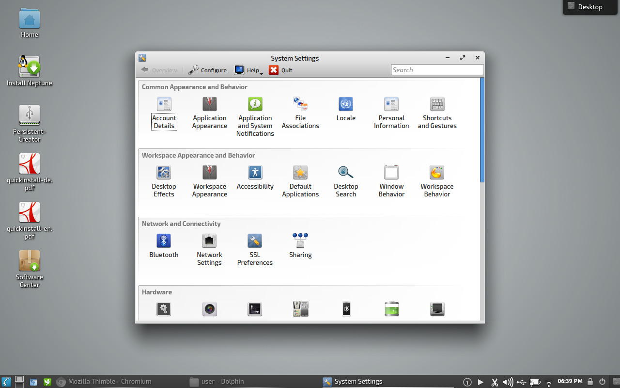 Neptune OS 4.5.1 screenshots