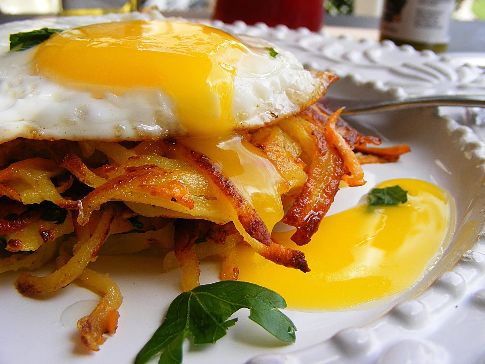 Food and lens: Hash And Eggs.