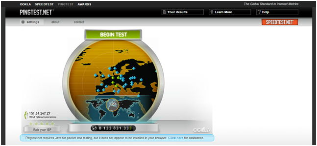 Speedtest e Pingtest - Controllare la velocità della connessione internet.