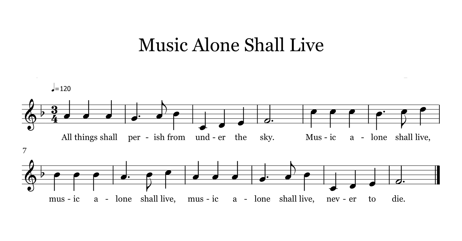 Music Alone Shall Live for the Elementary Music Classroom