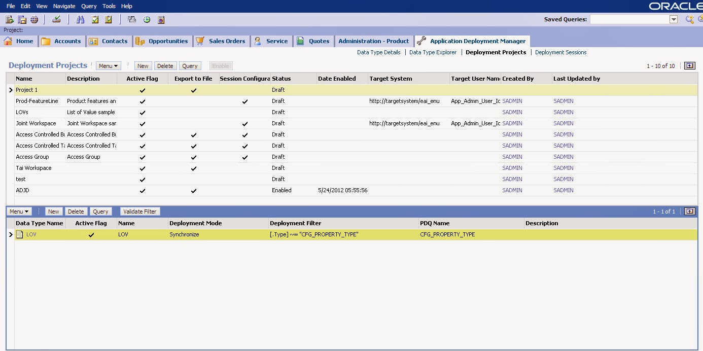 Siebel Administration Help: Application Deployment Manager
