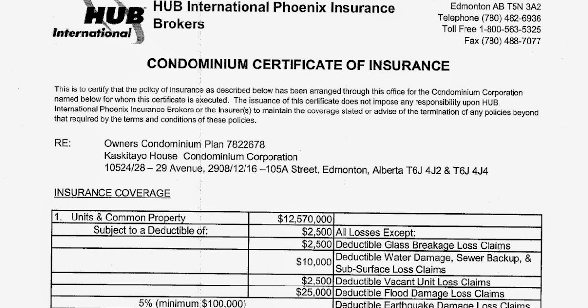 Certificate Of Property Insurance Fillable - prntbl ...