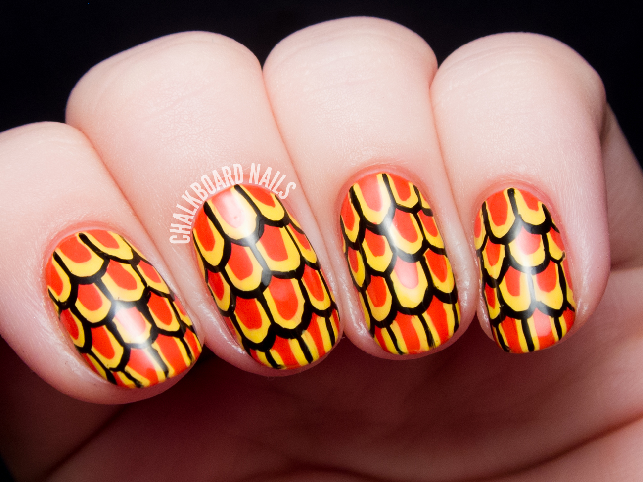 Stylized Goldfish Scales Nail Art | Chalkboard Nails | Phoenix, Arizona ...