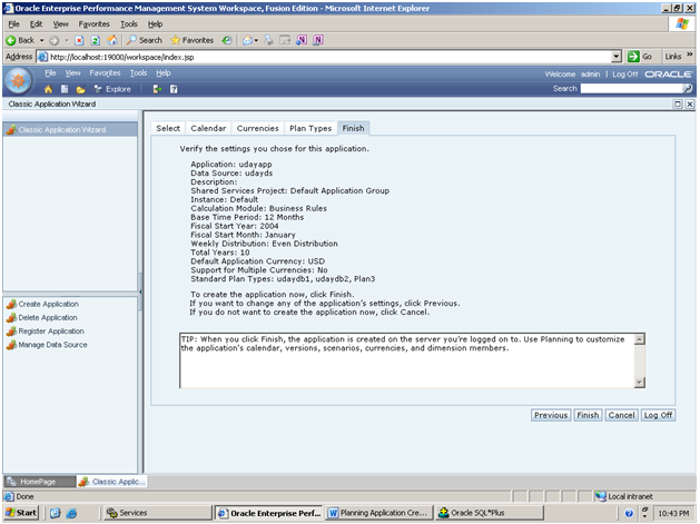 How to create a planning application in hyperion?