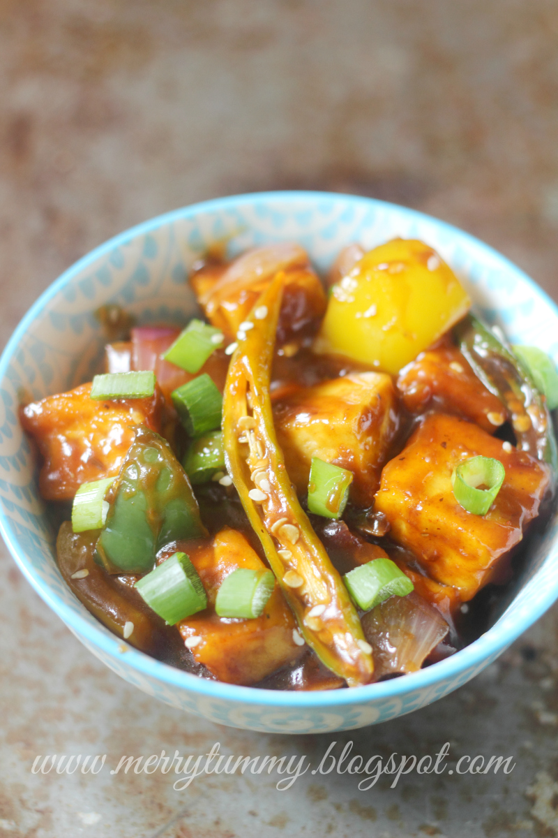 Merry Tummy: Low Fat Chilli Paneer : Indo Chinese Recipe
