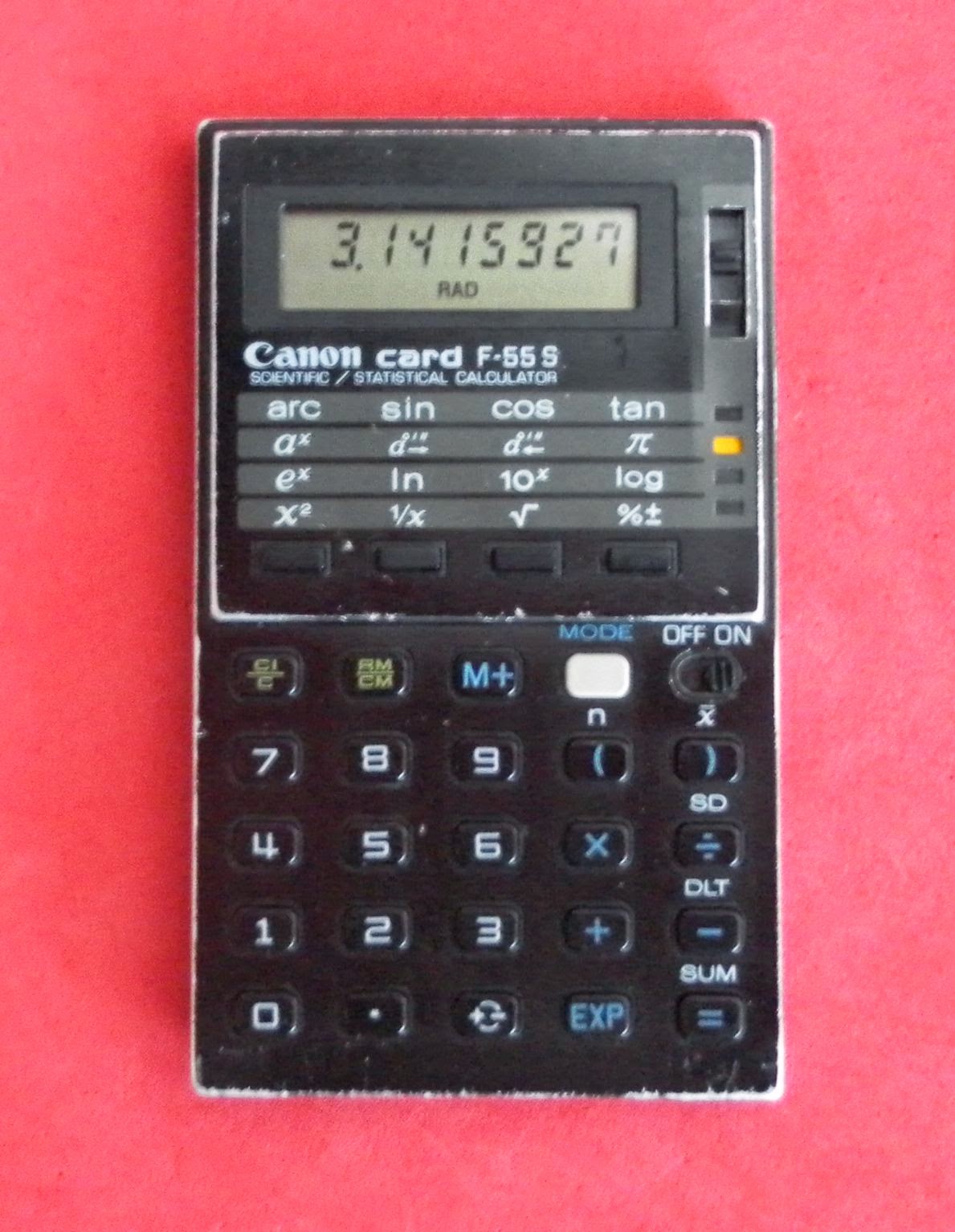 Canon Card F-55S scientific calculator from 1979: The most compact of all?