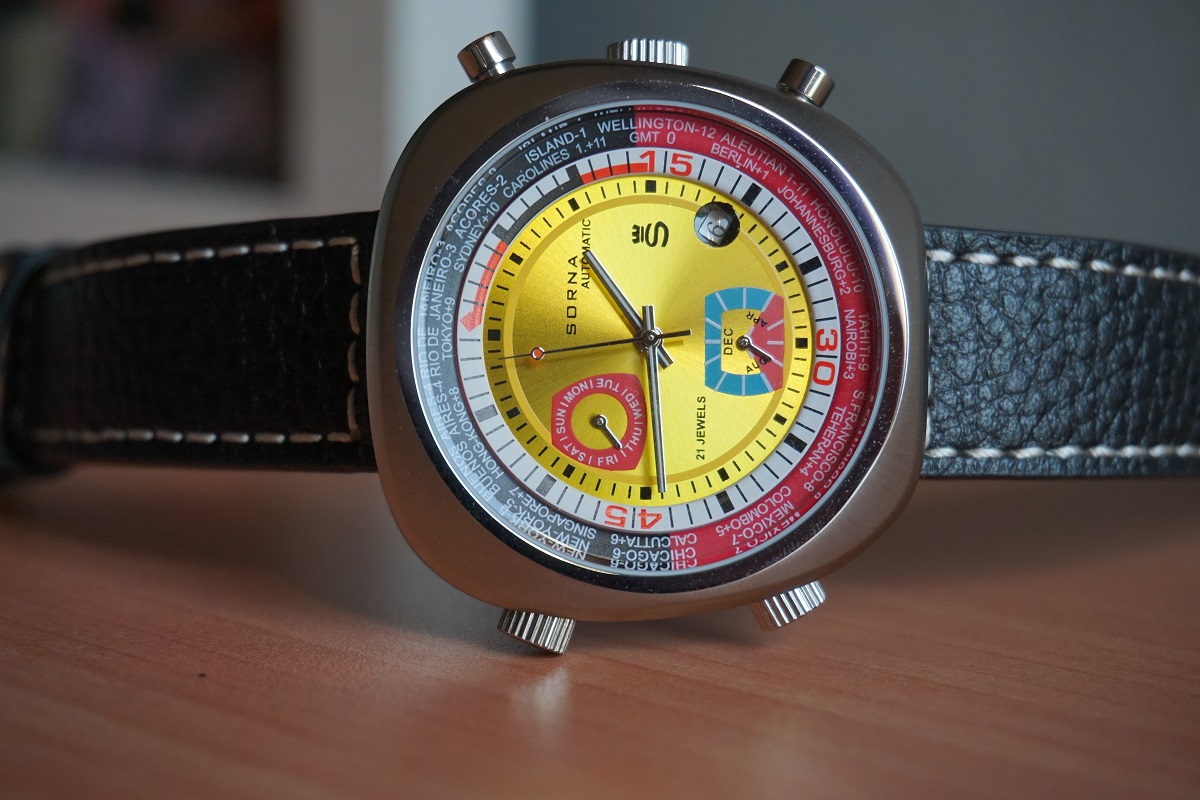 Jam tangan for sale: SORNA Automatic Worldtimer Yellow Dial (SOLD)