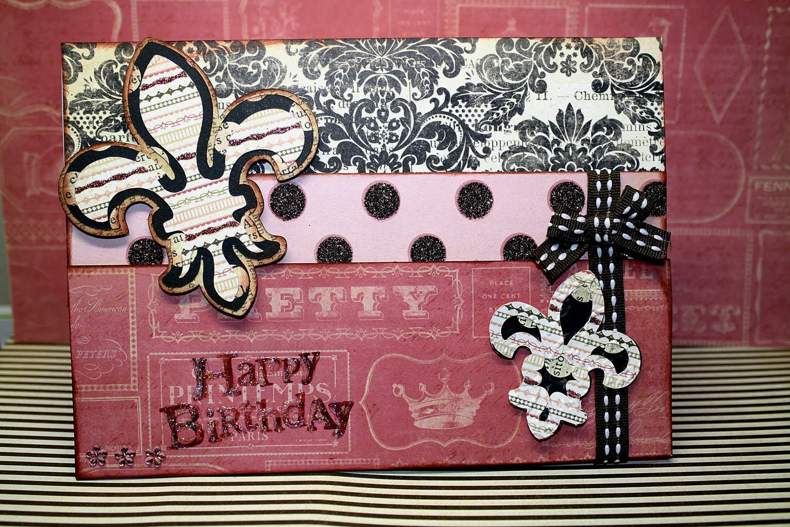 Nener's Creations: Fleur De Lis Birthday card