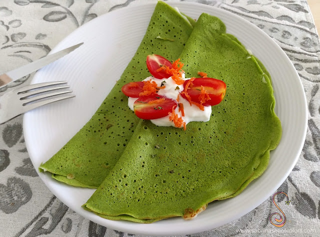 Crepes de espinaca con champiñones - Sabrina´s Sea of Colors