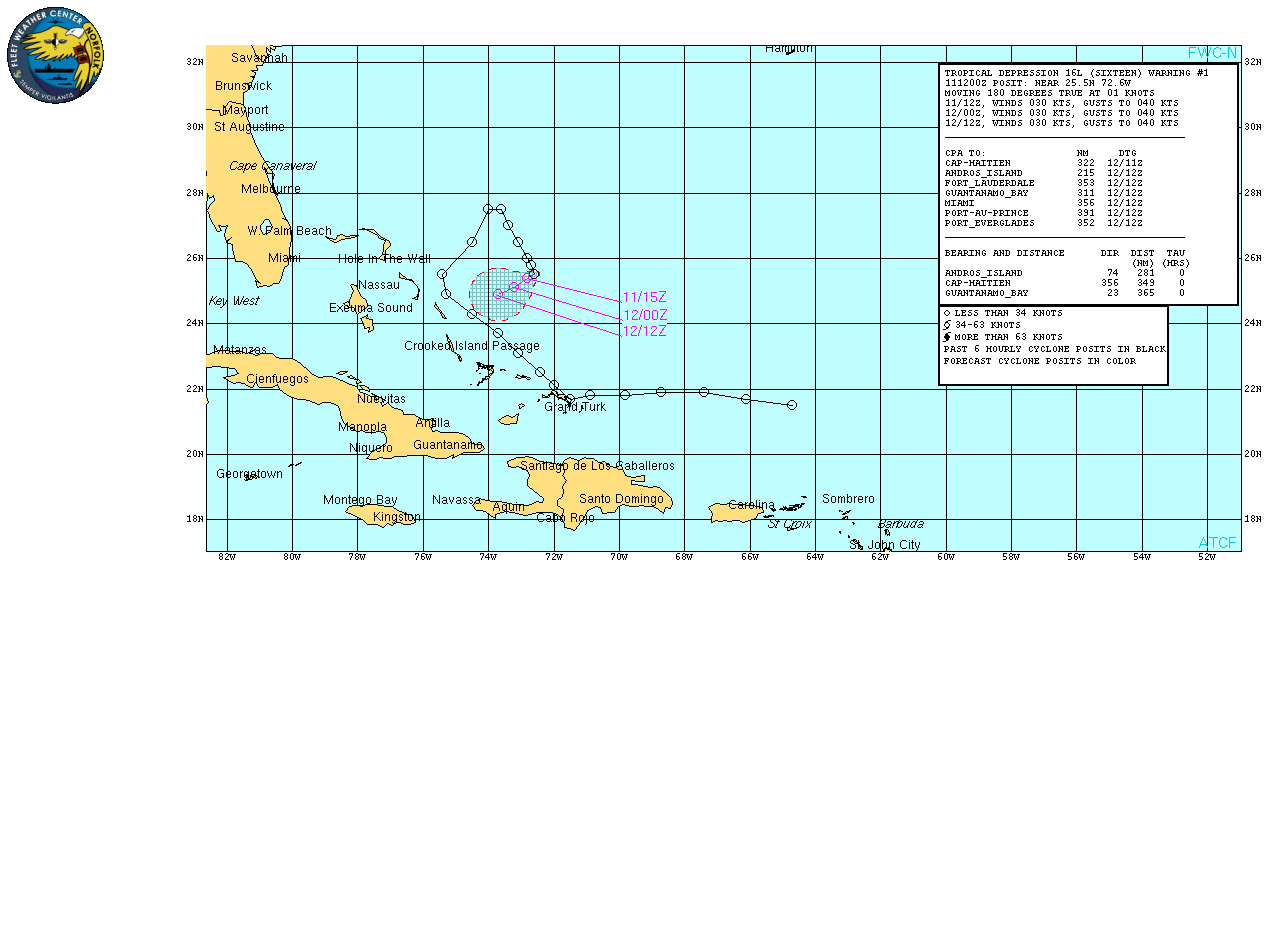 Hurricane Harbor: Tropical STORM Patty forms in the Bahamas... from TD 16