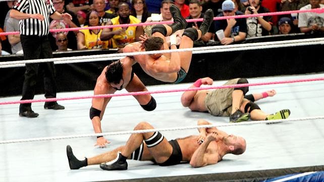 Raw And Smackdown 2014: John Cena, Cody Rhodes & Goldust vs. Damien ...