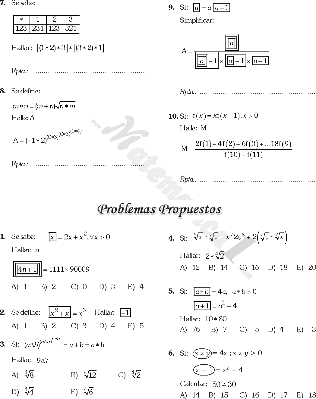 Operadores Matemáticos Métodos y Ejercicios Resueltos pdf Habilidad ...