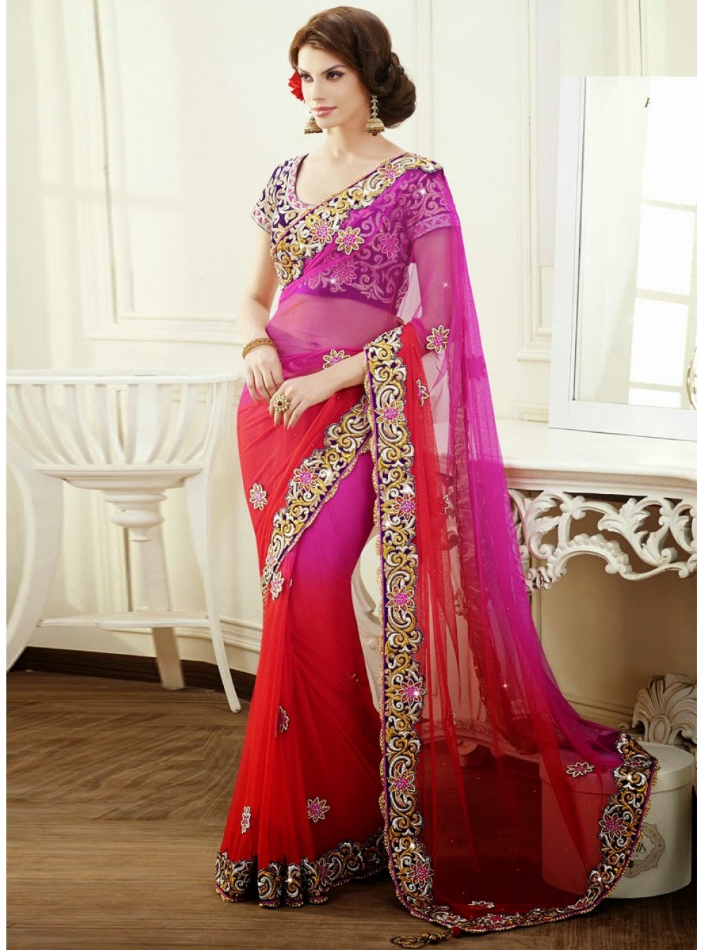 BEAUTIFUL MULTICOLOR DESIGNER PARTY WEAR SAREE