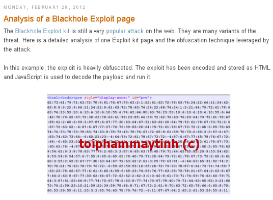 [Security] Analysis of a Blackhole Exploit page