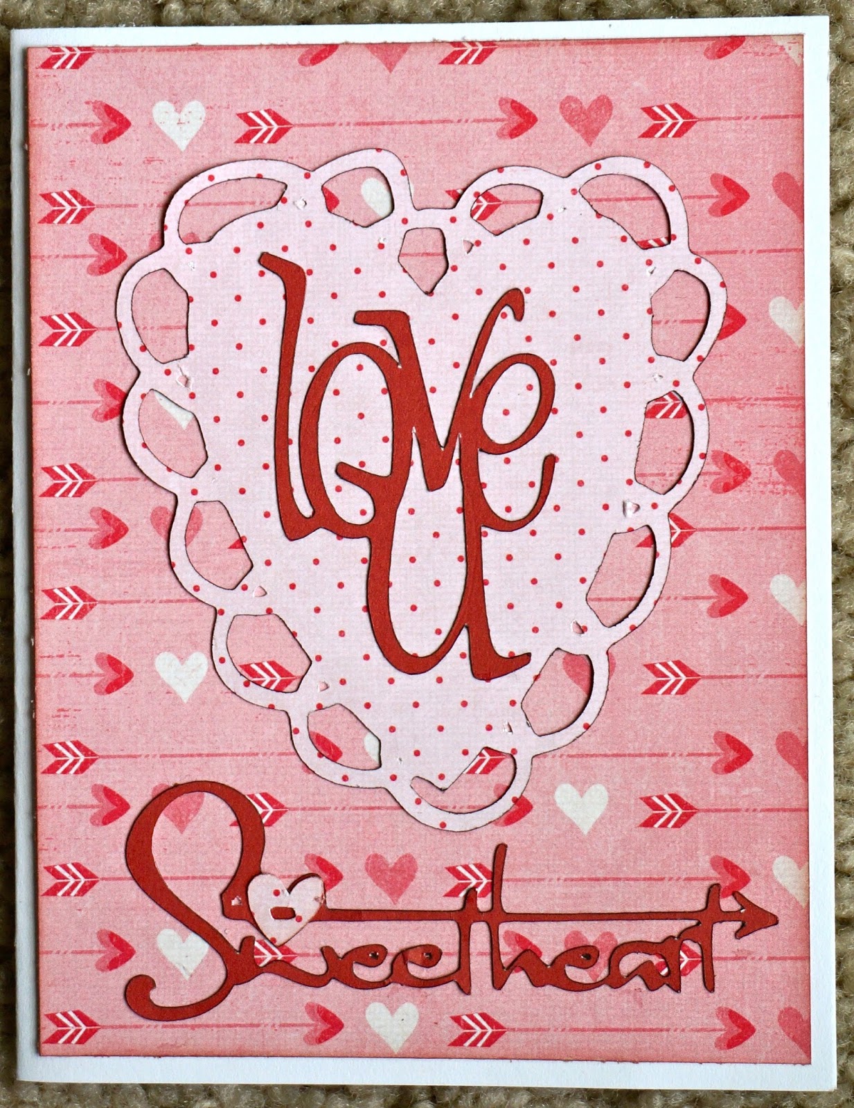 Cricut Crazy Scrapper: Valentine heart Love U Sweetheart card