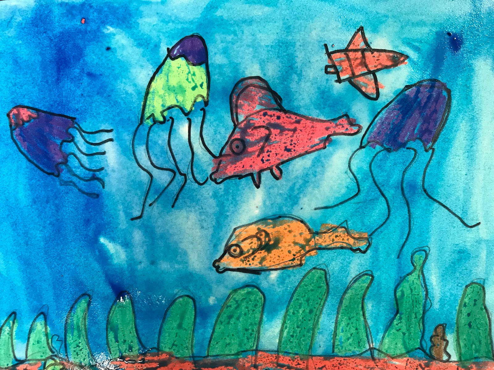 Elements of the Art Room: 1st grade ocean scenes