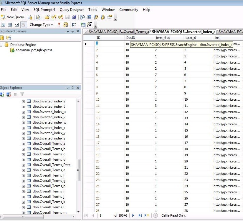 Infromation Retrieval Search engine: Inverted Index