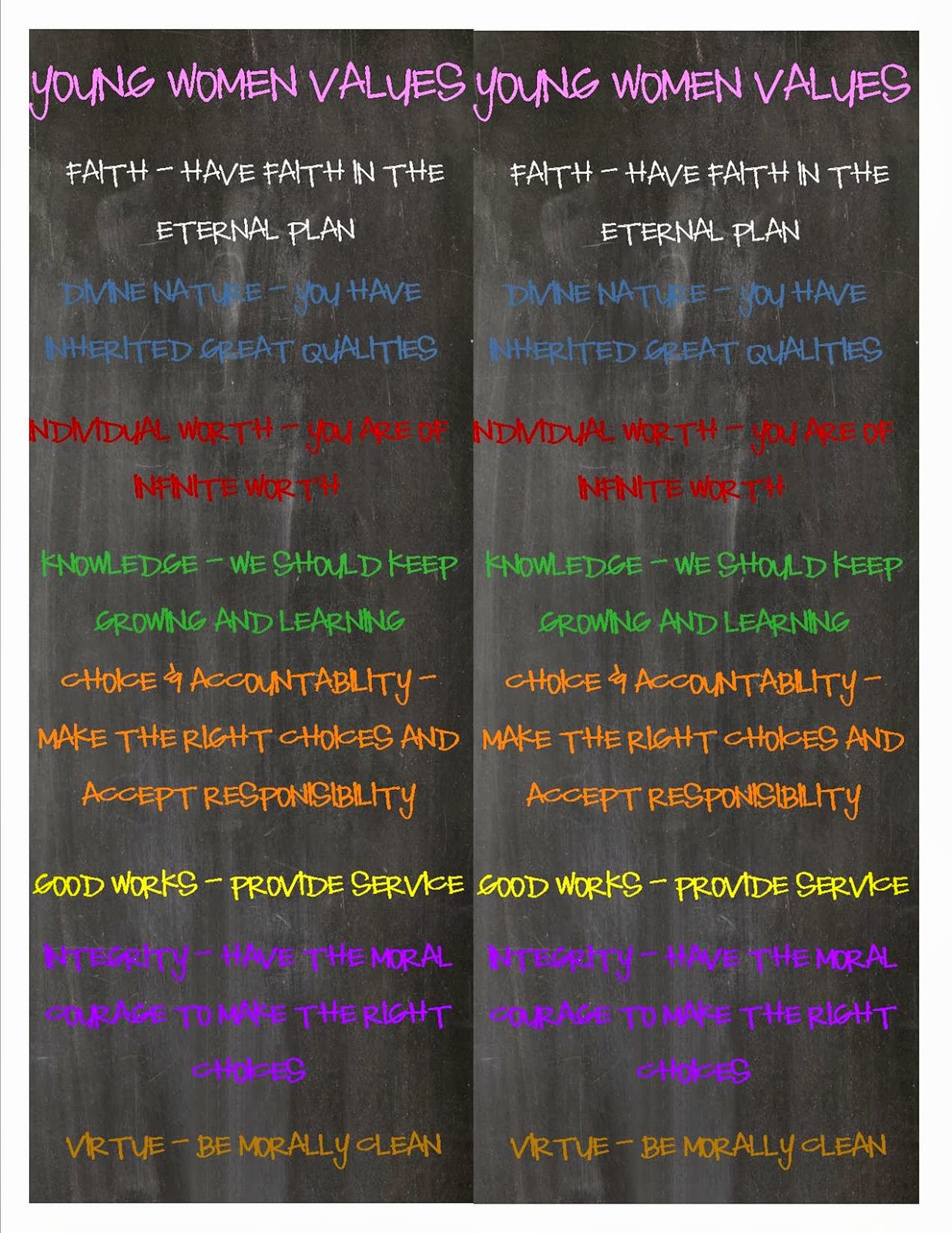 Recipes from Stephanie: Young Women Values