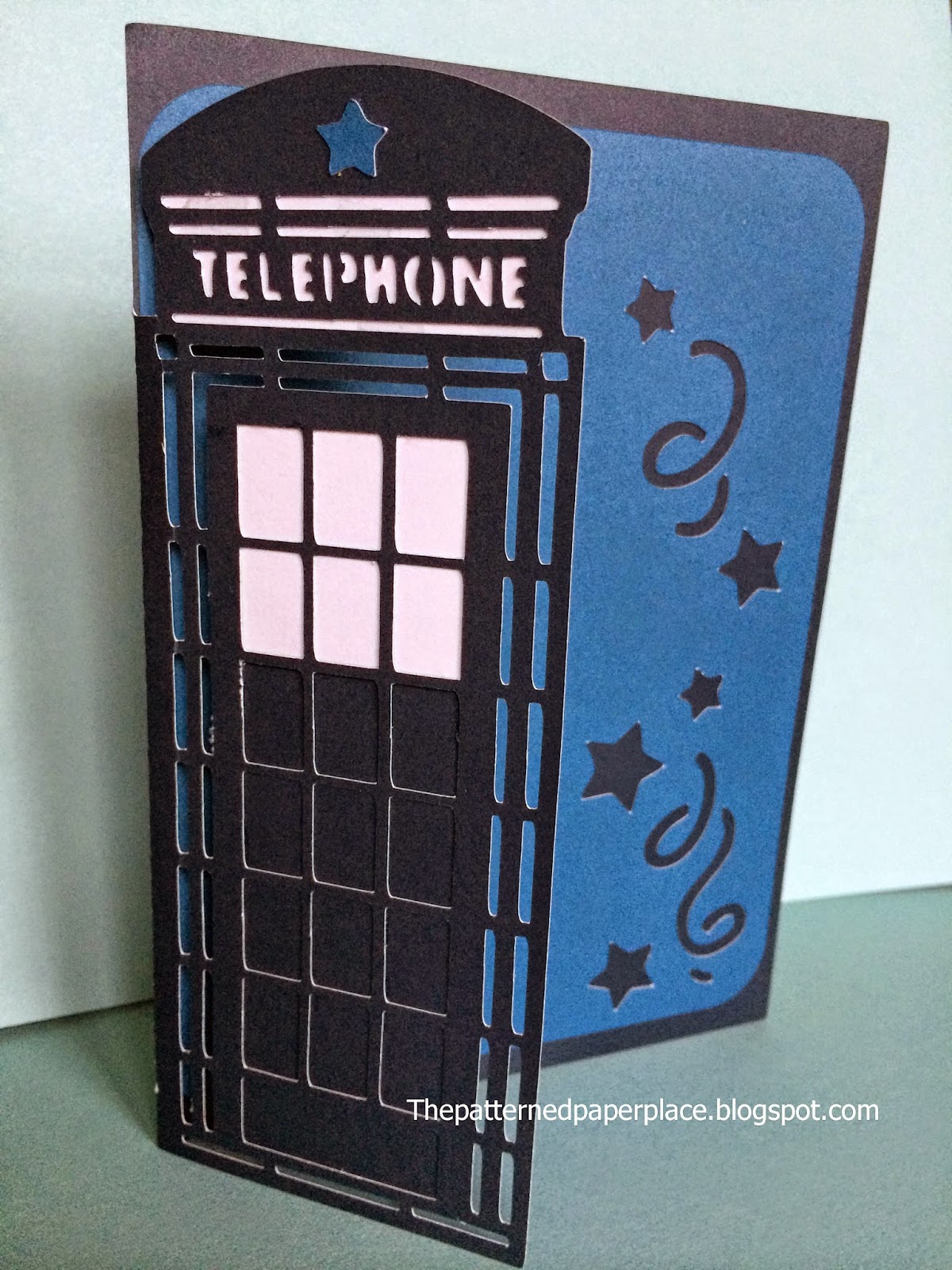 The Patterned Paper Place: Tardis Card made with Artfully Sent