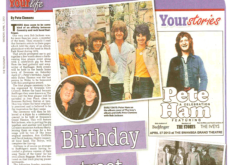 Coventry Music Articles by Pete Clemons: Badfinger - Tribute to Peter Ham