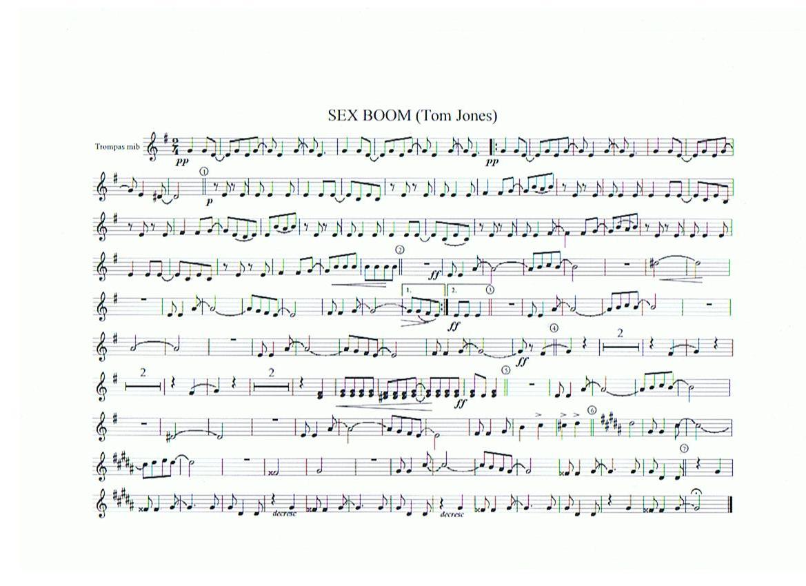 Todoinstrumento Partiturasgratis Partituras Sex Boom Tom Jones Charanga