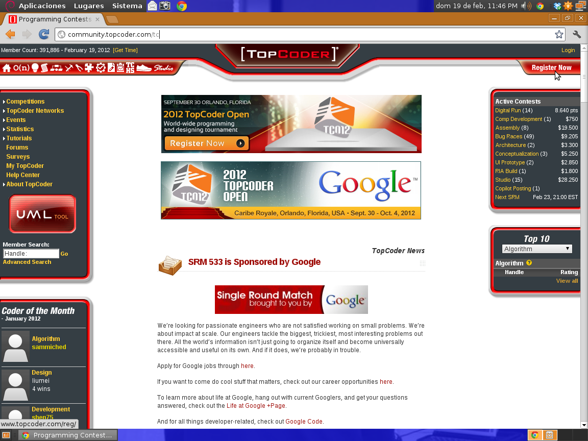 Computación para Todos: TOPCODER : EL MEJOR GIMNASIO PARA ENTRENAR CON LOS MEJORES PROGRAMADORES ...