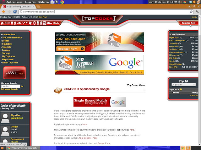 Computación para Todos: TOPCODER : EL MEJOR GIMNASIO PARA ENTRENAR CON LOS MEJORES PROGRAMADORES ...