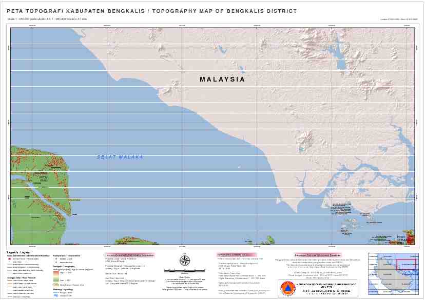 TAKJUB INDONESIA: PETA TOPOGRAFI KABUPATEN BENGKALIS, RIAU SKALA 1:250.000