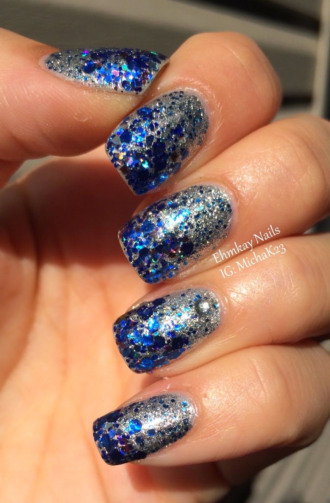 ehmkay nails: Blue and Silver Glitter Gradient for My Brother's Wedding