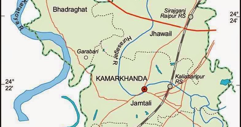 Kamarkhanda Upazila Map, Sirajganj District, Bangladesh