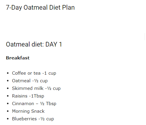 7-Day Oatmeal Diet Plan To Lose up 10 Pounds In a Week | Weight Loss ...