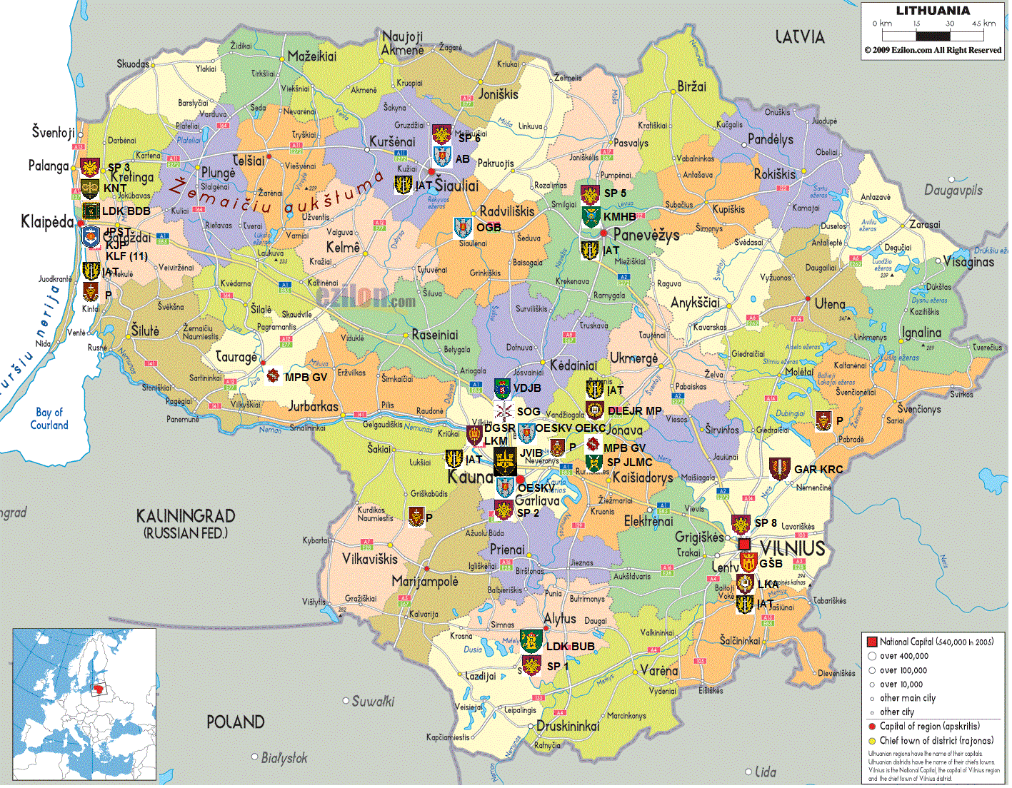 Armed Forces in Eurasia : Lithuanian Army Forces: map