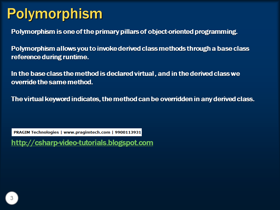 Sql Server Net And C Video Tutorial Part 23 Polymorphism In C 6033