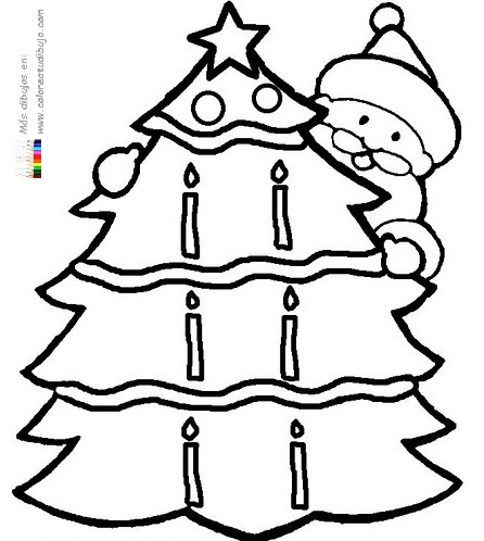 Árbol de Navidad con Papa Noel para colorear - COLOREA TUS DIBUJOS