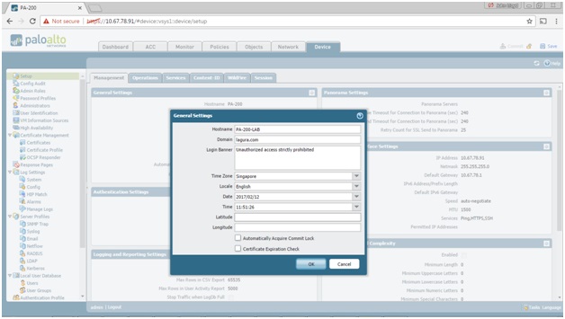 My Palo Alto Networks PCNSE Journal: Configuring General Settings and ...