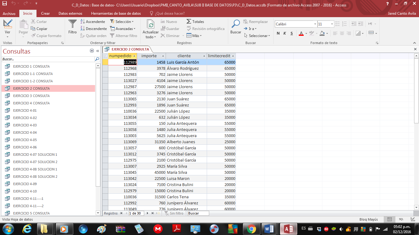 BASE DE DATOS : BASE DE DATOS-ACCESS