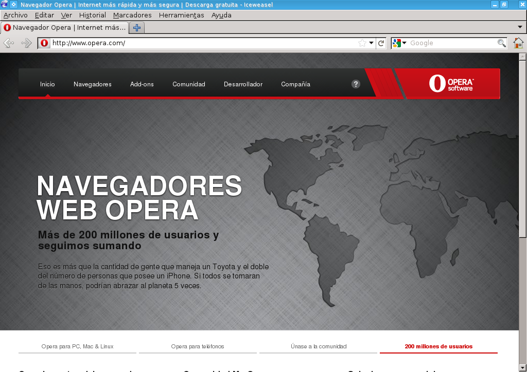 UsuarioDebian: Opera - navegador de internet