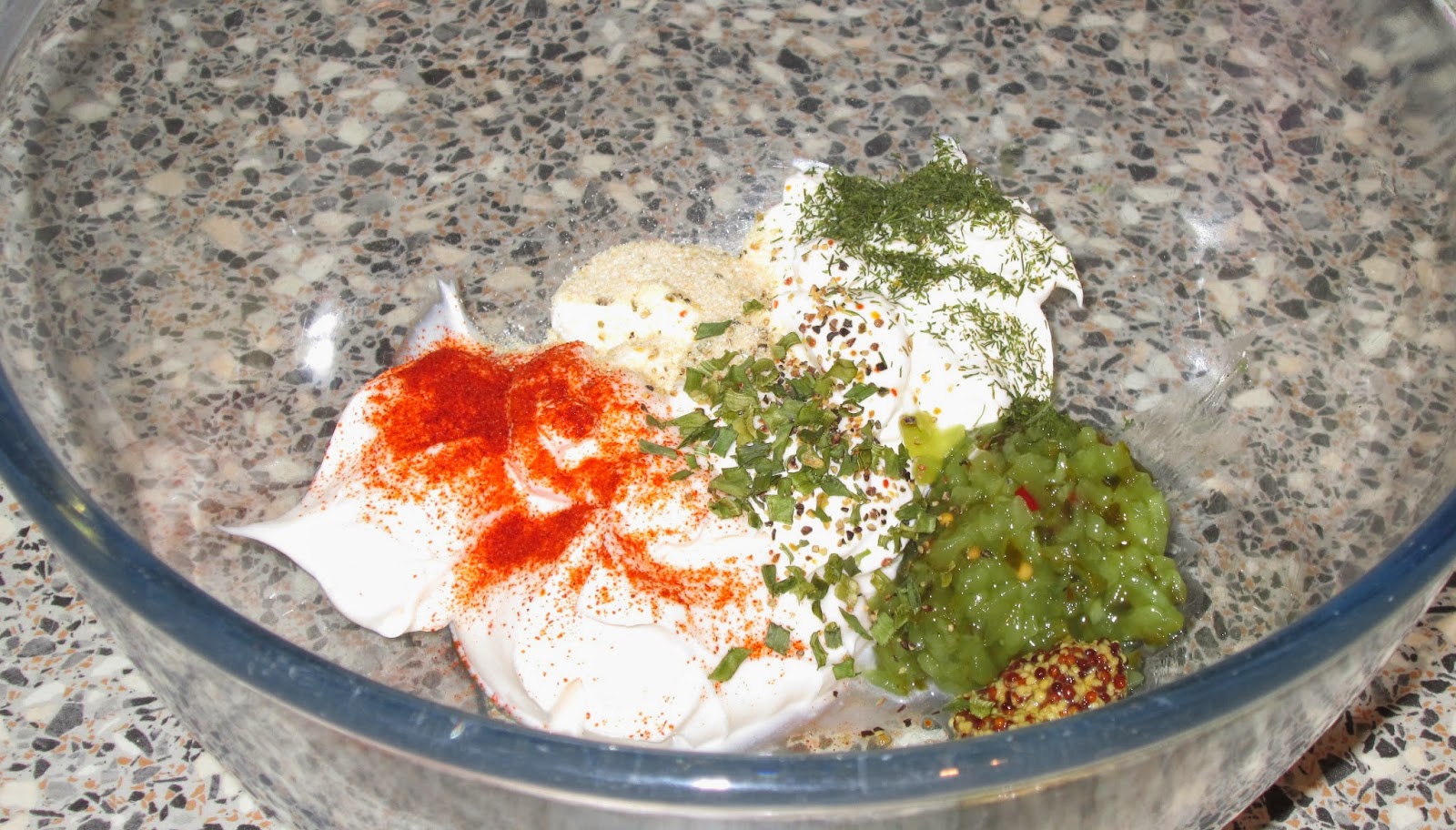 The Flaming Potato: Potato salad served with oven-fried fish - recipe