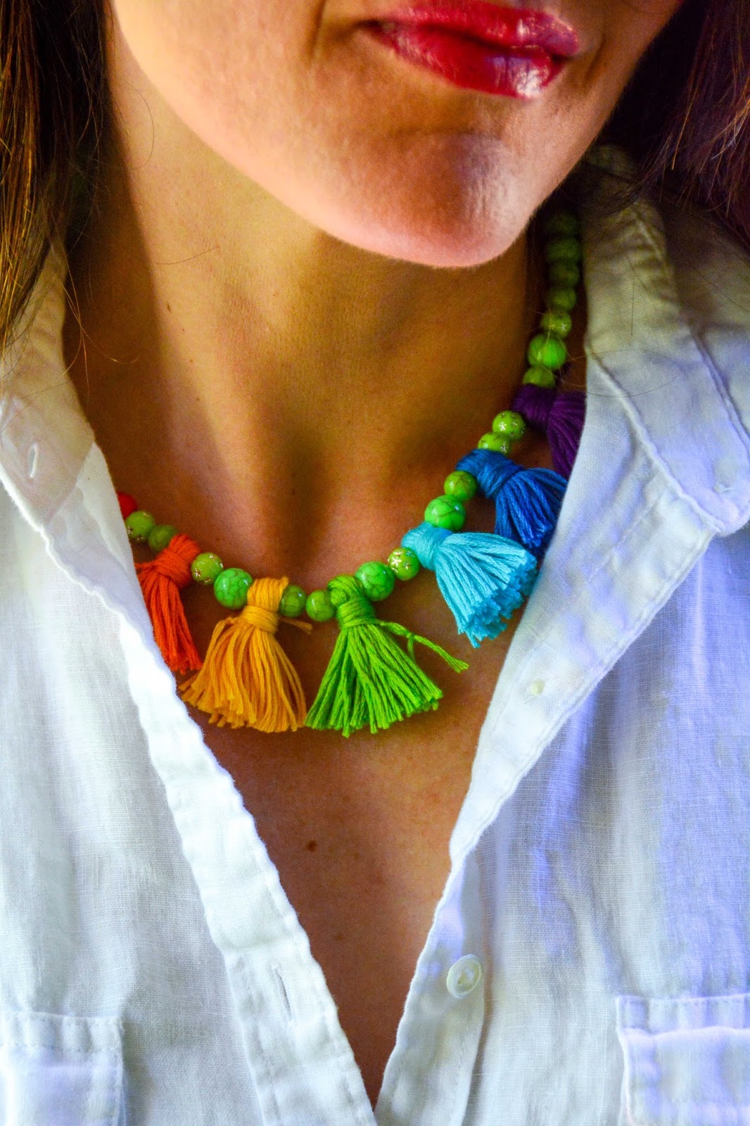 Aesthetic Nest: Craft: Rainbow Boho Tassel Necklace DIY (Tutorial)