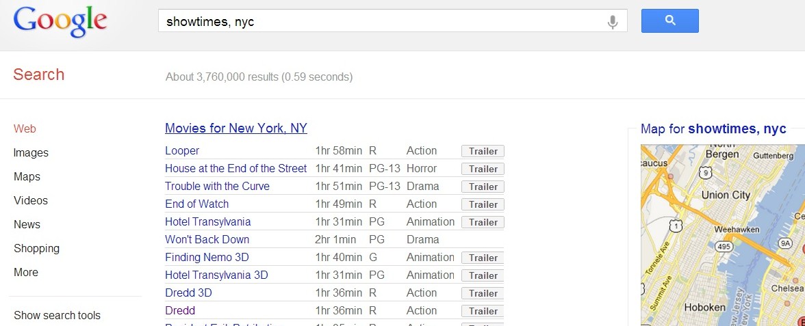 Sociolatte: How to search Google for movie trailers and showtimes