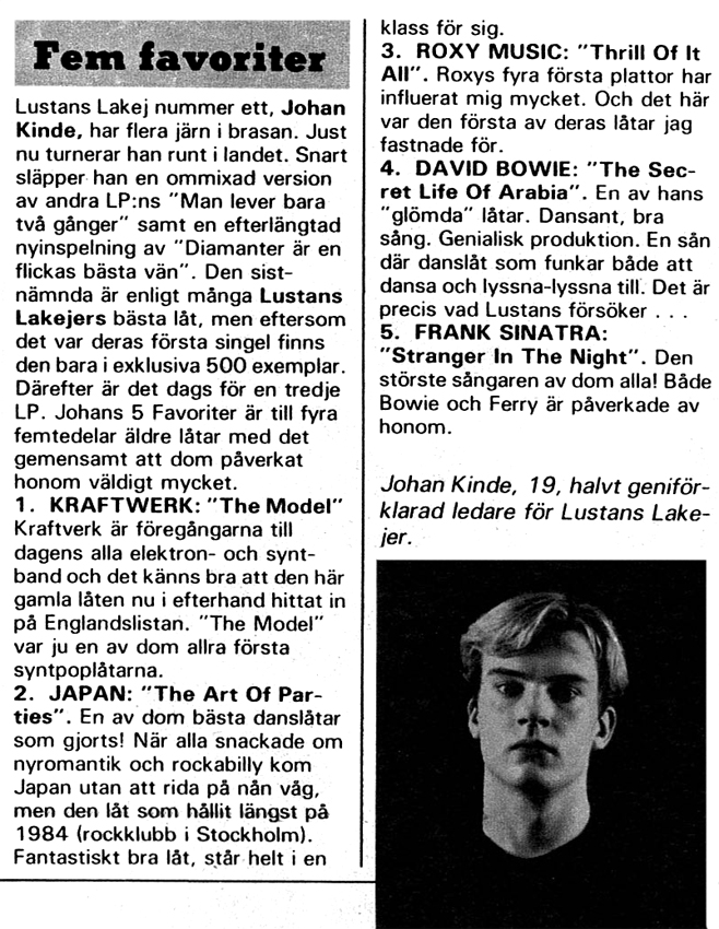 Farbror Punk minns sitt 80-tal: Fem Favoriter - Johan Kinde