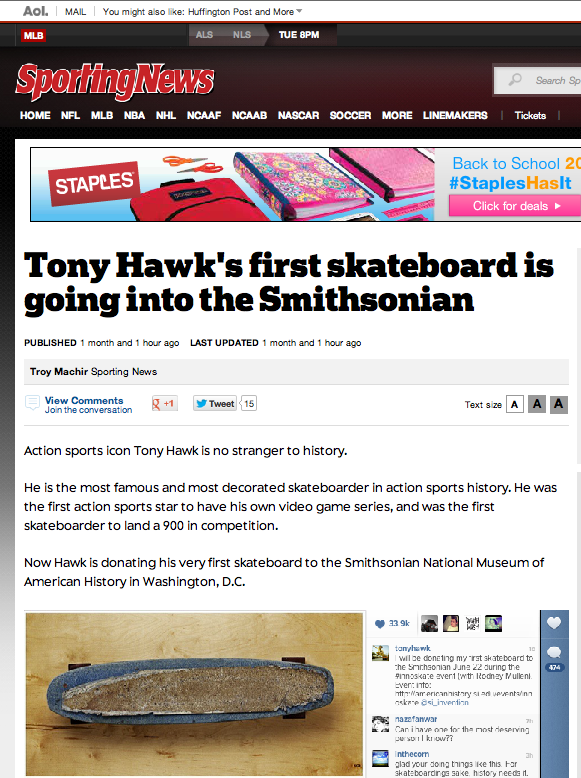 Quiksilver PR: Tony Hawk's First Skateboard Ever Will Be in the ...