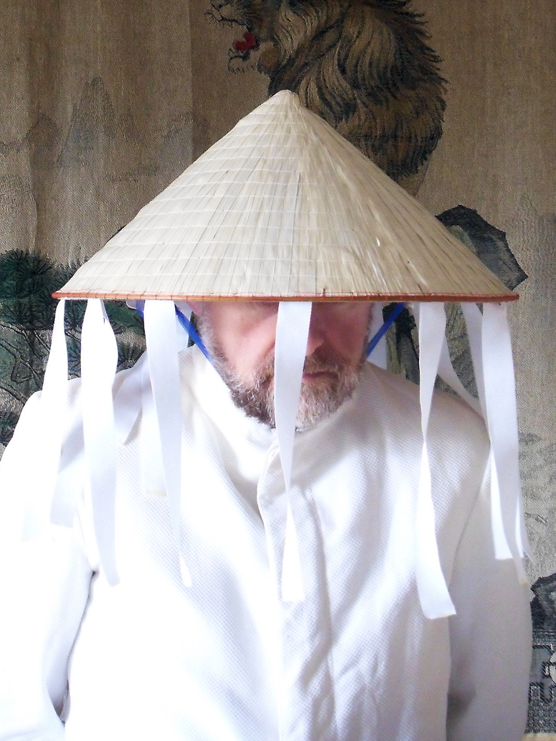 Richard in a Hat: Rice Paddy Hat With Danglely Bits