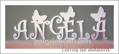 BABY DELICATESSEN LETRAS DE MADERA: PARA ANGELA CON MARIPOSAS