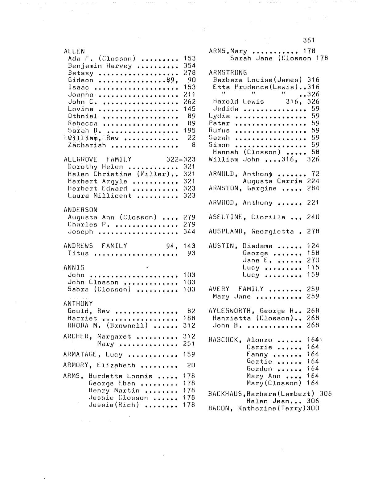 The Josiah Closson Family of New England by William G. Closson
