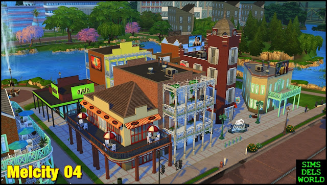 SimsDelsWorld: The Sims 4 : Melcity 04 - commercial street, promenade...